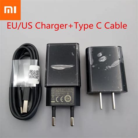 Original Xiaomi Redmi Note Fast USB Wall Charger EU Adapter Quick Charge Cm Type C Cable