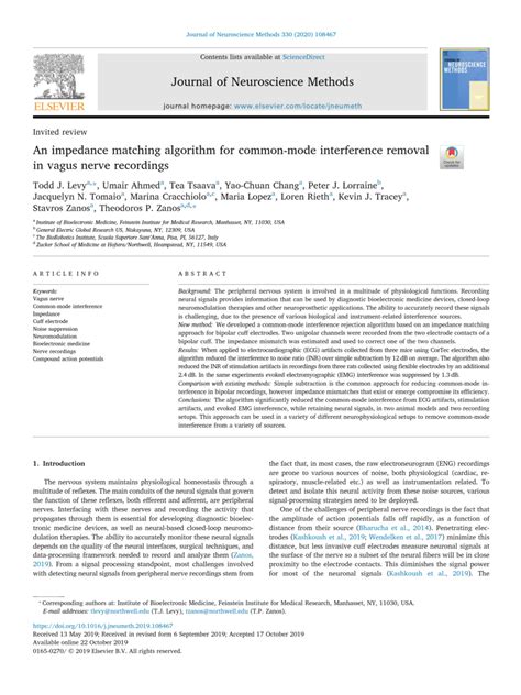 Pdf An Impedance Matching Algorithm For Common Mode Interference