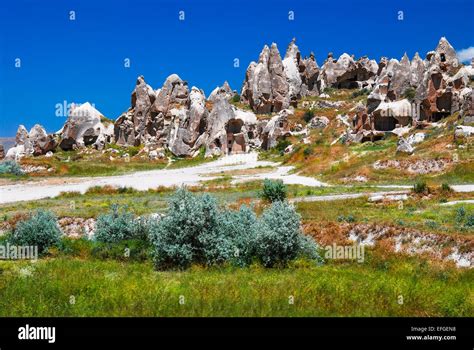 Cappadocia Central Anatolia In Turkey Desert Landscape With Ancient