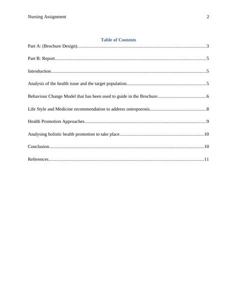 Nursing Assignment Osteoporosis