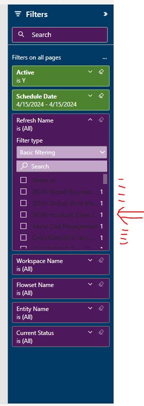 filter pane values in service are showing in black microsoft