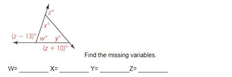 Find The Missing Variables W X Y Z Studyx