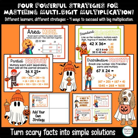 Halloween Math Challenge Grade 5 Double Digit Multiplication And Posters Sped