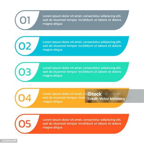 5 단계 정보 그래픽 숫자 옵션 텍스트 상자 배너 비즈니스 프리젠테이션 레이아웃 템플릿 인포그래픽 디자인 요소 세 개의 섹션이 있는 메뉴 벡터 그림입니다 0명에 대한 스톡