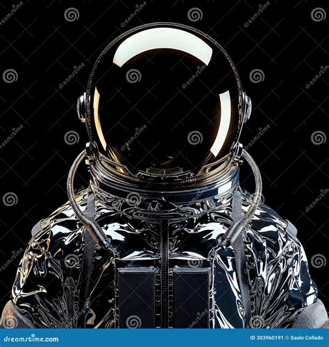 Futuristic Astronaut Fashion Symmetrical Front View Metal Chrome Space Suit Epic Cinematic