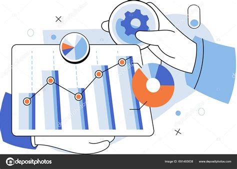 Kpi关键业绩指标 矢量图解 财务数据分析的战略规划效益业务分析使用关键绩效指标优化进展衡量更容易 图库矢量图©topvector 691493638