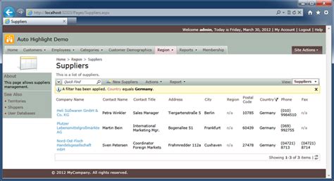 Code On Time Pages Data Views Auto Highlight First Row