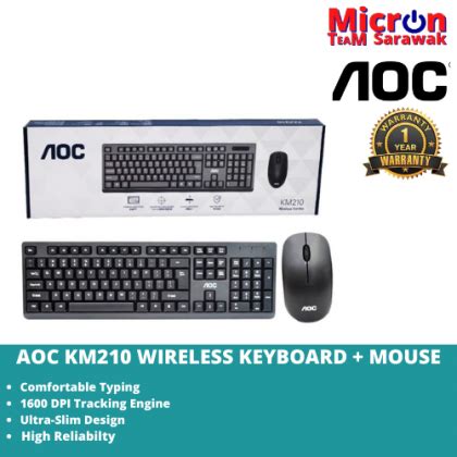 AOC KM Wireless Keyboard Mouse Black