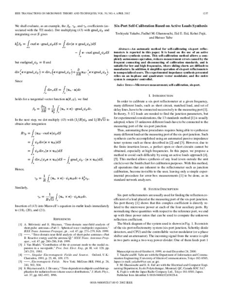 pdf six port self calibration based on active loads synthesis