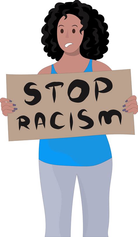 A Dark Skinned Woman With A Poster At A Rally Stop Racism Poster