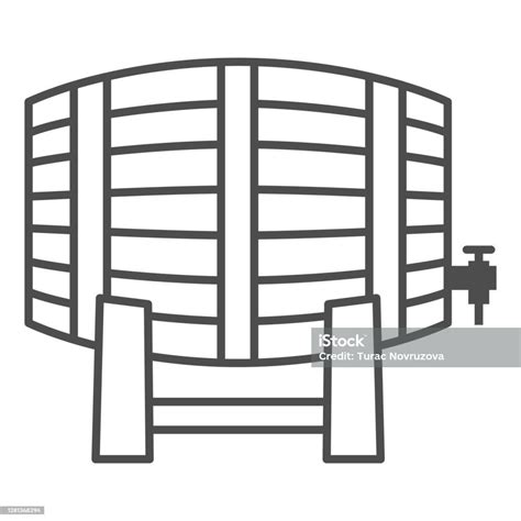 와인 얇은 라인 아이콘 와인 축제 개념 알코올 와인 맥주 또는 흰색 배경에 위스키 나무 통 기호 모바일 및 웹개요 스타일의 나무 배럴 아이콘 벡터 그래픽 0명에 대한 스톡