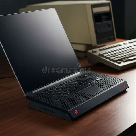 A Sleek Black Laptop With A Reflective Screen Possibly Inactive Or In Sleep Mode Rests Stock