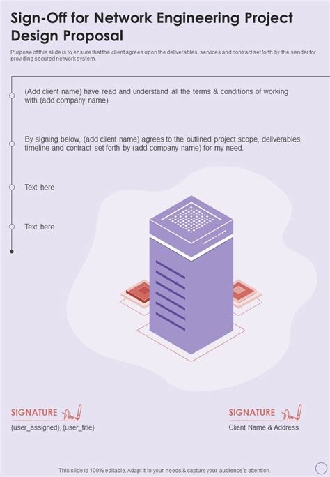 Network Engineering Project Design Proposal For Sign Off One Pager Sample Example Document Ppt