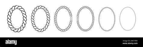 Oval Frames Made Of Rope Ellipse Borders Made Of Braided Cord Vector