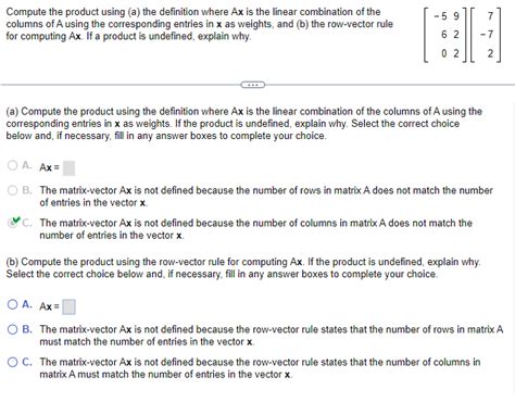 solved compute the product using a the definition where ax