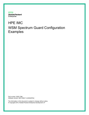 HPE IMC WSM Spectrum Guard User Guide Manualzz