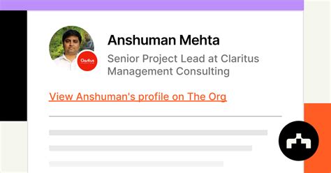 Anshuman Mehta Senior Project Lead At Claritus Management Consulting
