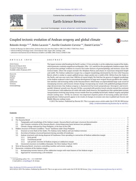 Coupled Tectonic Evolution Of Andean Orogeny And Global Climate Docslib