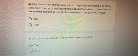 Solved Nesting Is A Concept Of Processing In Which To