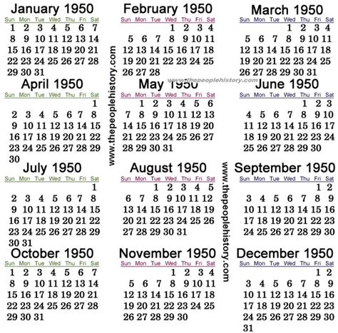 September 1950 Calendar Printable Calendars At A Glance