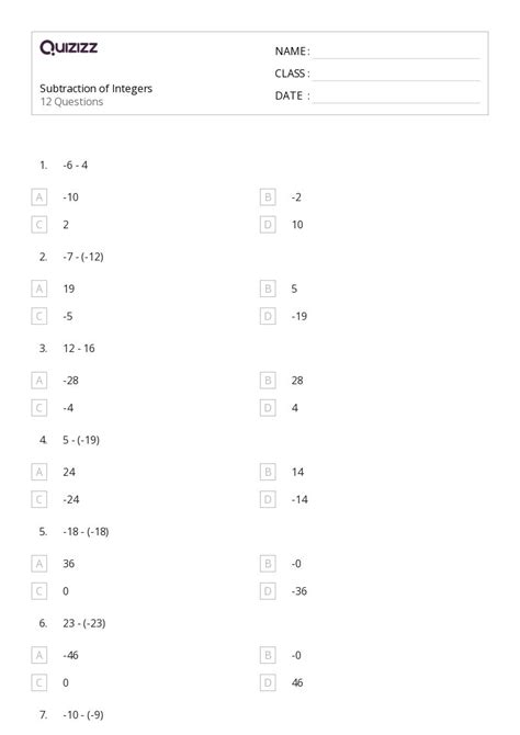 Adding And Subtracting Negative Numbers Worksheets Worksheets Library