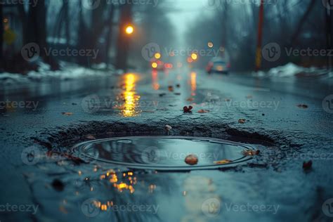 AI Generated Road Crack In The Road And Car Moving On Asphalt Surface 38143849 Stock Photo At