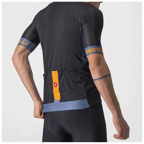 Castelli Mens Entrata Vi Jersey Light Black Light Steel Blue Pop Oran