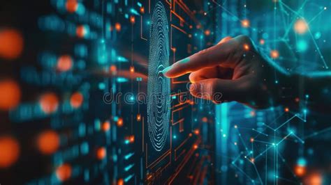 Futuristic Fingerprint Scanner Illustrating Advanced Cybersecurity