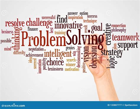 Problem Solving Word Cloud And Hand With Marker Concept Stock Image Image Of Cloud Problem