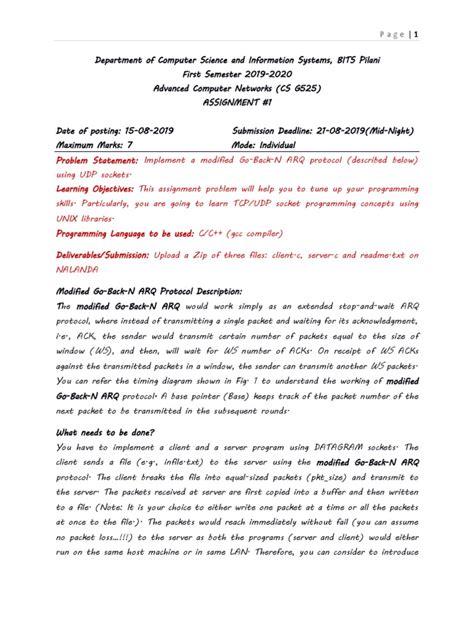 Assignment 1 Pdf Network Socket Transmission Control Protocol