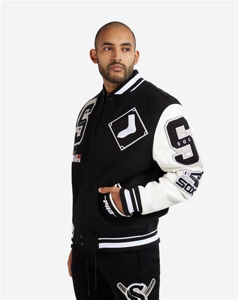 Shop Pro Standard Chicago White Sox Logo Varsity Jacket Lcw633411 Blw Black Snipes Usa