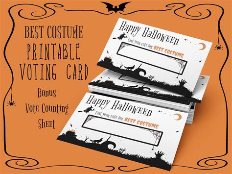 Halloween Costume Voting Printable Cards Costume Voting Cards
