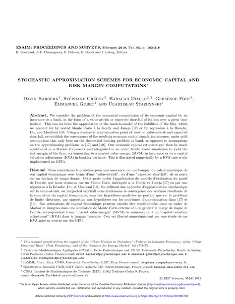 Pdf Stochastic Approximation Schemes For Economic Capital And Risk