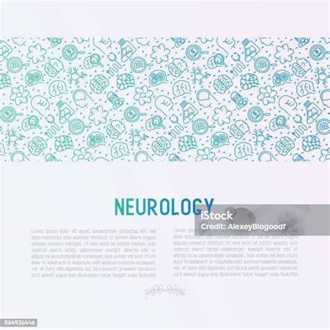 얇은 선 아이콘으로 신경과 개념 뇌 신경 신경 연결 신경과 돋보기 벡터 일러스트 의료 조사 또는 보고서에 대 한 텍스트를 위한