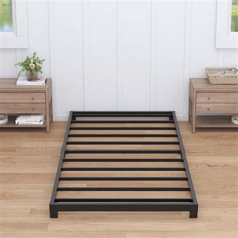 Nailsong 4 Inch Twin Bed Frames Low Profile Twin Platform Bed Frame No Box Spring Needed
