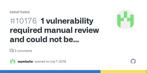 1 Vulnerability Required Manual Review And Could Not Be Updated · Issue