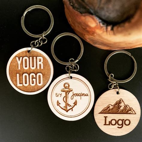 Custom Round Keychain With Business Logo Personalised Wooden Custom