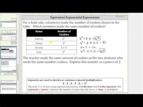 Evaluate And Create Equivalent Exponential Expressions Cc 6 Ee 1 Instructional Video For 6th