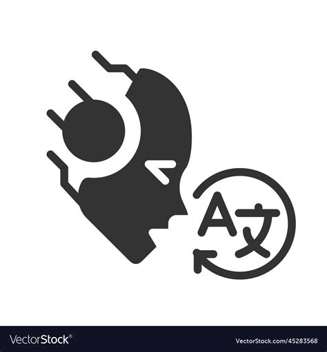 Ai Translates Black Linear Glyph Icon Royalty Free Vector