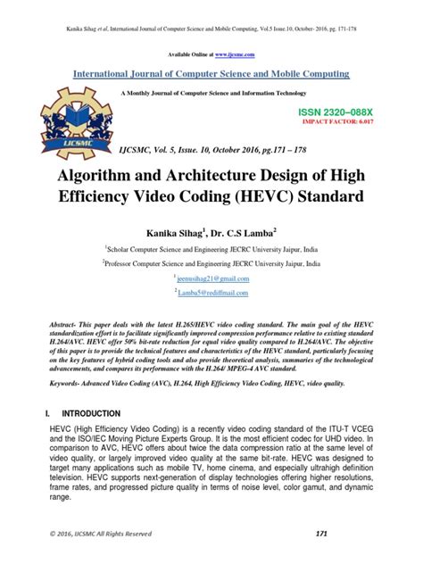 algorithm and architecture design of high efficiency video coding hevc