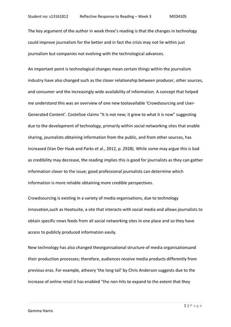 Week 3 Reflective Response To Reading Pdf