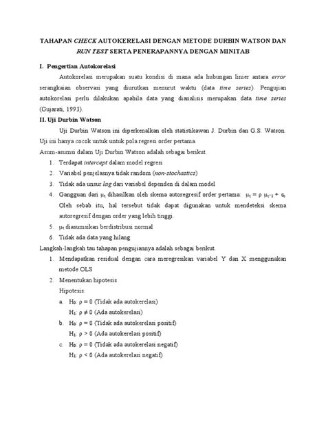 Uji Autokorelasi Dan Run Test Dengan Minitab Pdf