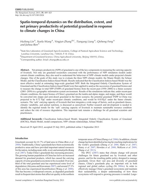 Pdf Spatio Temporal Dynamics On The Distribution Extent And Net