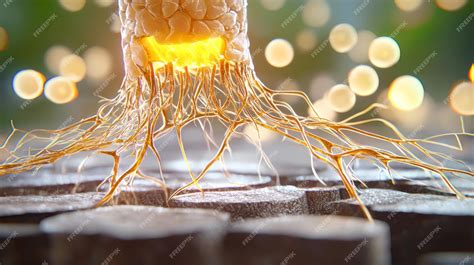 Neuron Cell With Dendrites And Axons Microscopic View 3d Rendering Premium Ai Generated Image