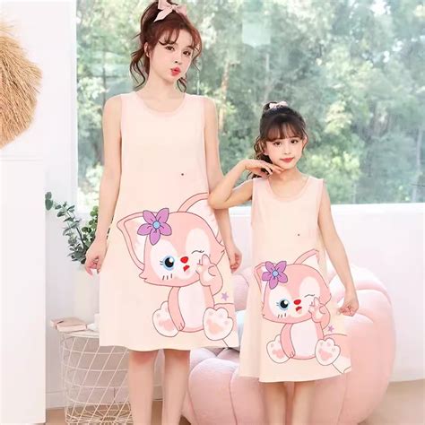 Sy0529shop Sleepwear Dress Sando Daster For Motheranddaughter Clothes
