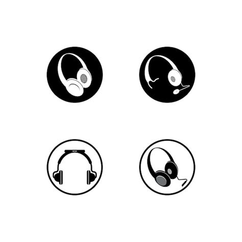 마이크와 음파가 있는 헤드폰은 라디오 방송국 로고 Dj 디스코 기호 방송 스튜디오 레이블 고객 지원 엠블럼 플랫 백 아이콘