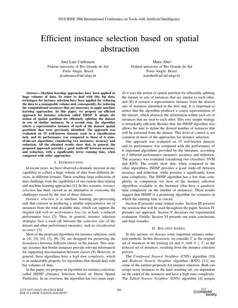 Pdf Efficient Instance Selection Based On Spatial Abstraction