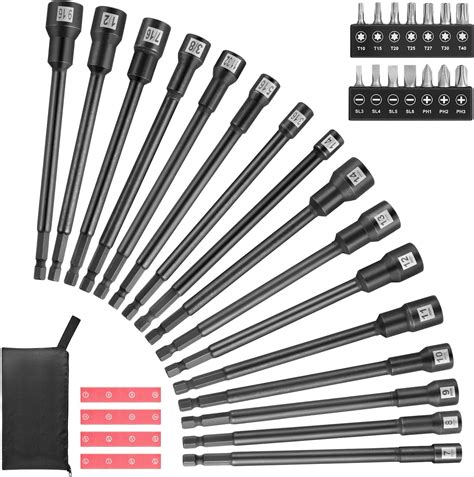 Abn Impact Nut Driver Tool Set 8pc Sae 6 In Long Shank Nut Driver