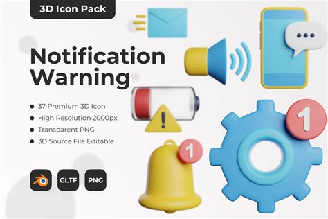 Premium Notification Warning 3D Illustration Pack From Science