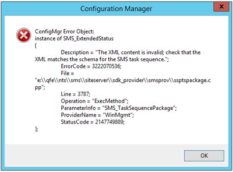 Sccm Config Mgr Error Object Error When Editing A Task Sequence Software Spiceworks Community